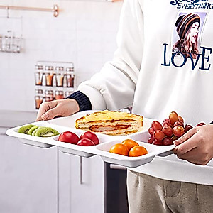Divided Plates Melamine 5-Compartment White Serving Tray, 13.3 x 10.83 inches, 3 PCS, PFW-1331083-03