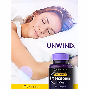 Carlyle Melatonin 12 mg Fast Dissolve 300 Tablets | Drug Free | Natural Berry Flavor | Vegetarian, Non-GMO, Gluten Free