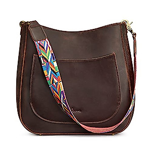 S-ZONE Women Genuine Leather Hobo Bag Crossbody Bucket Purse Vintage Shoulder Handbag with Woven Strap
