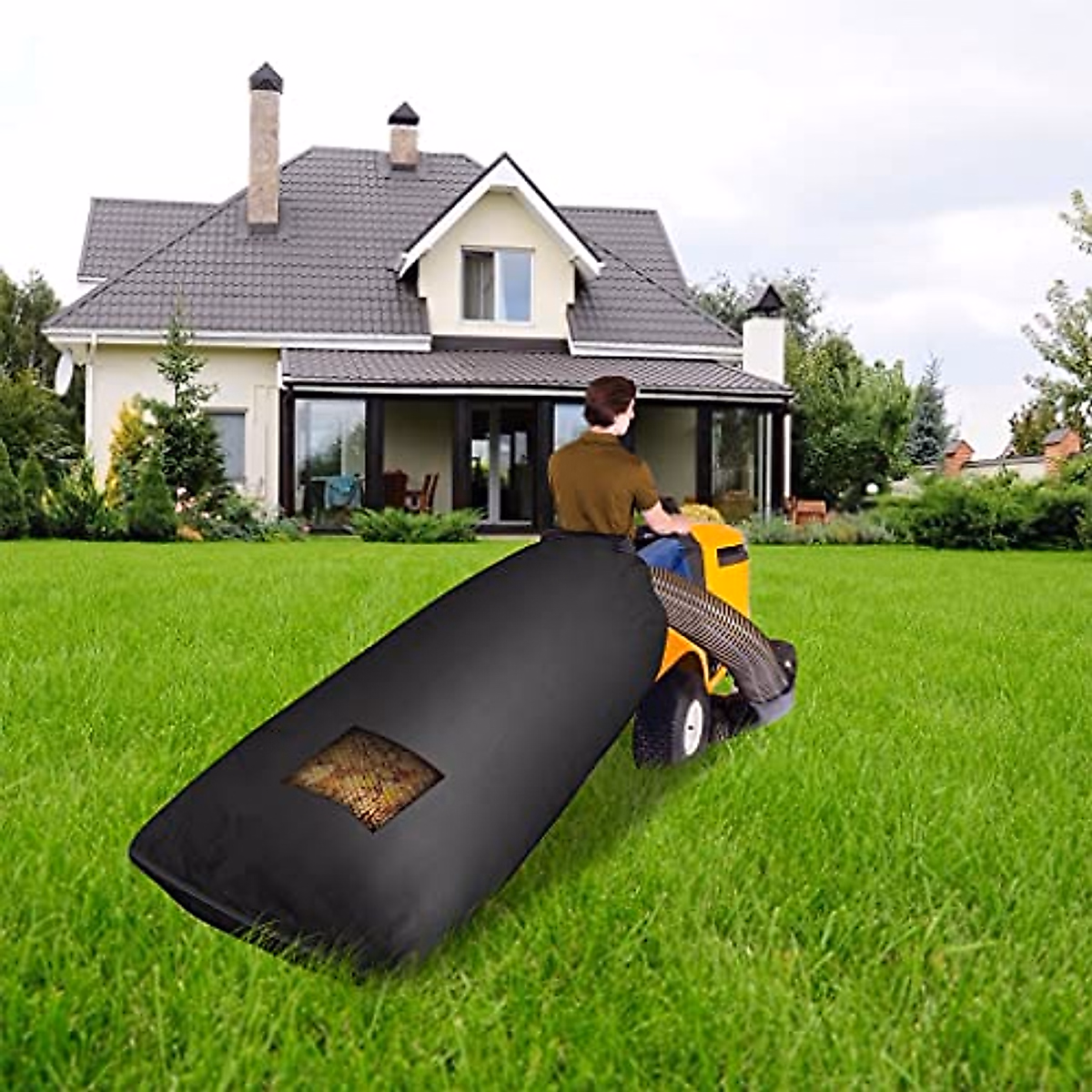 fengchensety Universal Lawn Tractor Leaf Bag Large Capacity Mower Grass Catcher Pouch Reusable Yard Waste Organizer for Garden Fast Leaves Collection Cleaning