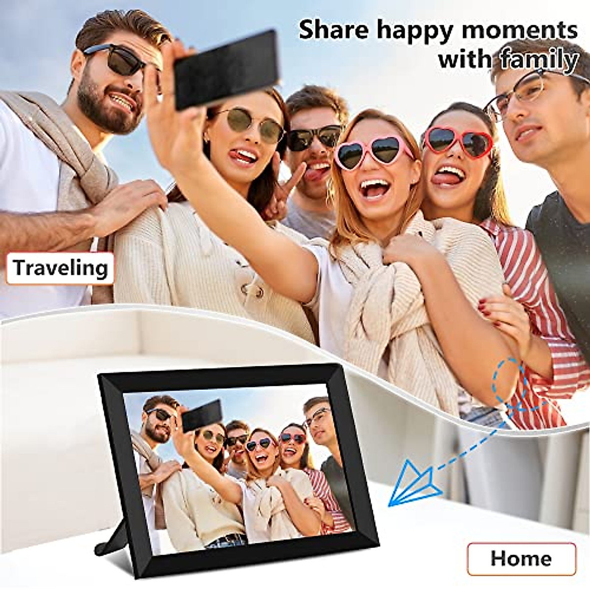 Frameo WiFi Digital Picture Frame, 10.1 inch Smart Digital Photo Frame 1280x800 IPS LCD Touch Screen, auto-Rotate, Built-in 16GB Storage, Share Photos or Videos Instantly via Frameo APP from Anywhere