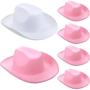 Hicarer 6pcs Pink Cowgirl Hats Bride Western Cowboy Hat for Girls or Women for Bachelorette Party, Wedding and Birthday(Retro Style)