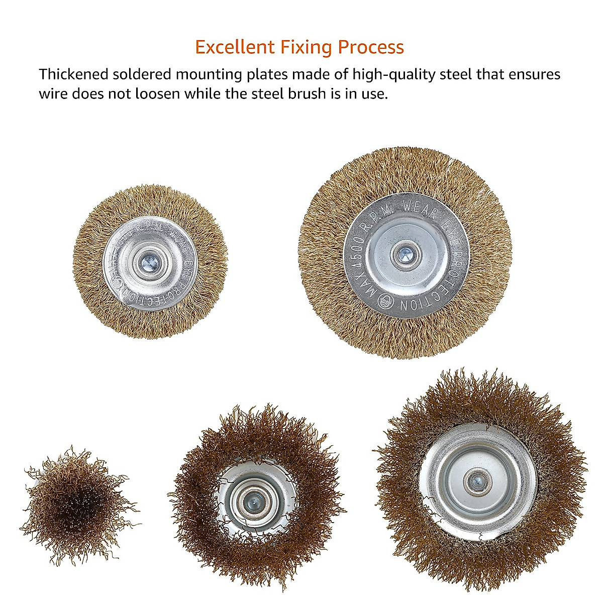 Amazon Basics 5-Piece Wire Brush Set with 1/4-Inch Hex Shank, Metal Color