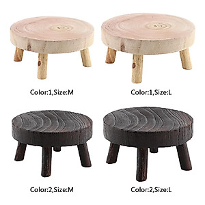 Wooden Step Stools,Small Portable Wood Stepping Stools with Smooth Cutting Edge for Kids Adults,Non-SlipRound Step Stool for Bedroom Living Room Blcony Bathroom Kitchen ﻿(L,Color:Dark Brown)