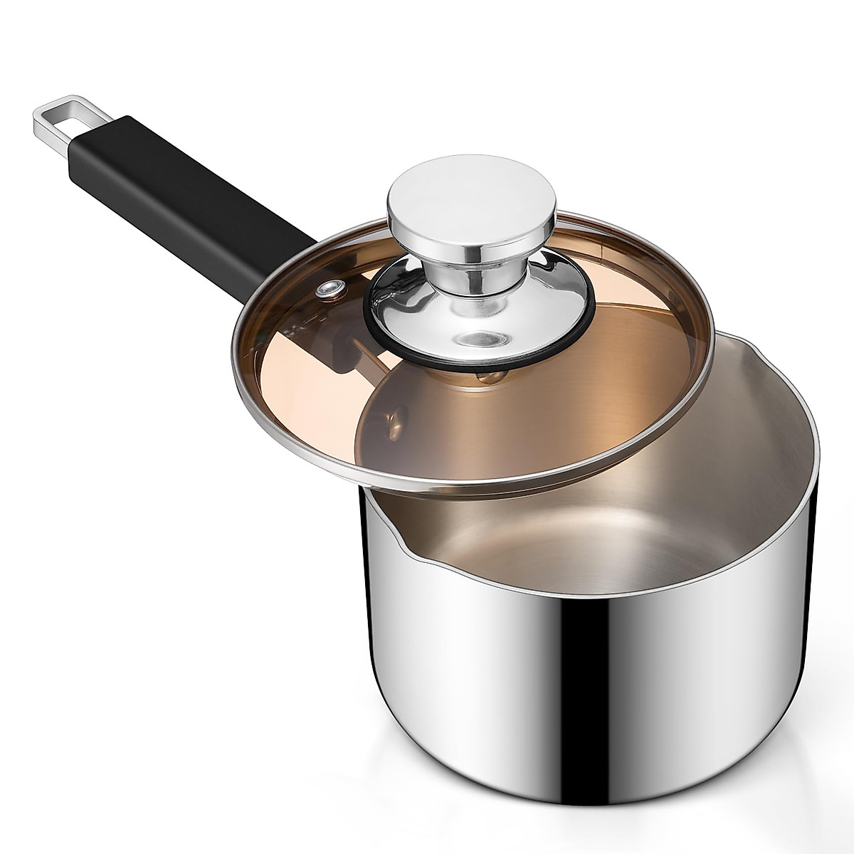 TeamFar 1 Quart Saucepan, Stainless Steel Tri-Ply Small Sauce Milk Pan with Heatproof Handle for Cooking/Boiling/Simmering, For Induction/Gas/Electric, Healthy & Heavy Duty, Dishwasher Safe