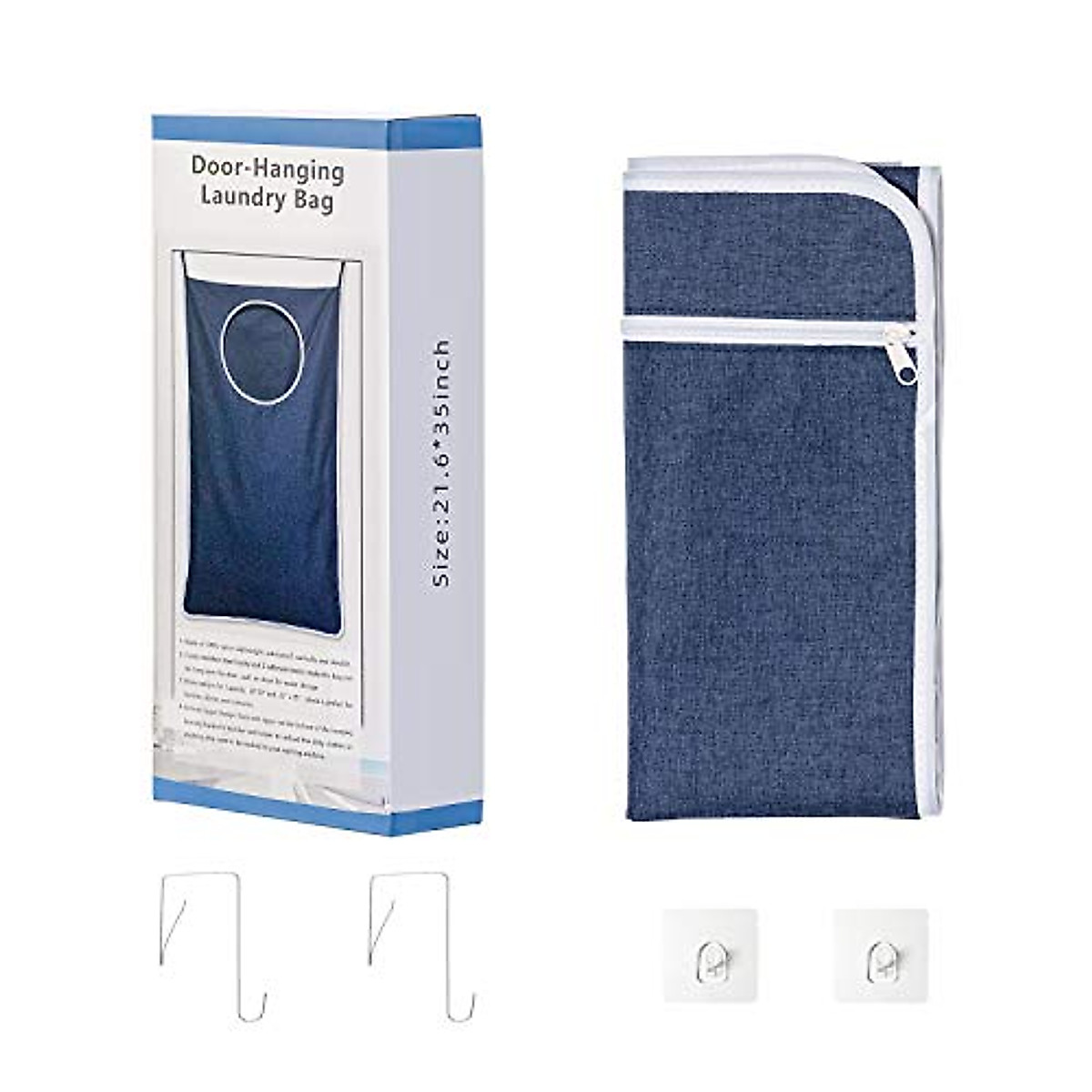 SAVERHO Large Hanging Laundry Hamper Bag, Waterproof Door Laundry Hamper for Dirty Clothes Larg Size 35X22inch Hanging Laundry Bag(Blue-2Pack)