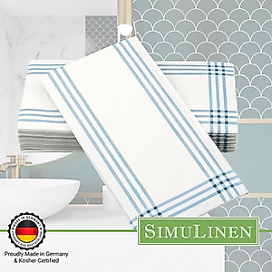 Simulinen Blue Plaid Disposable Guest Hand Towels for Bathrooms –- Linen-Feel Paper Towels, Cloth-Like Texture, Single-Use - Size: 12x17” Unfolded & 8.5x4” Folded 25ct
