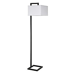 Grayson 68" Tall Floor Lamp with Fabric Shade in Blackened Bronze/White