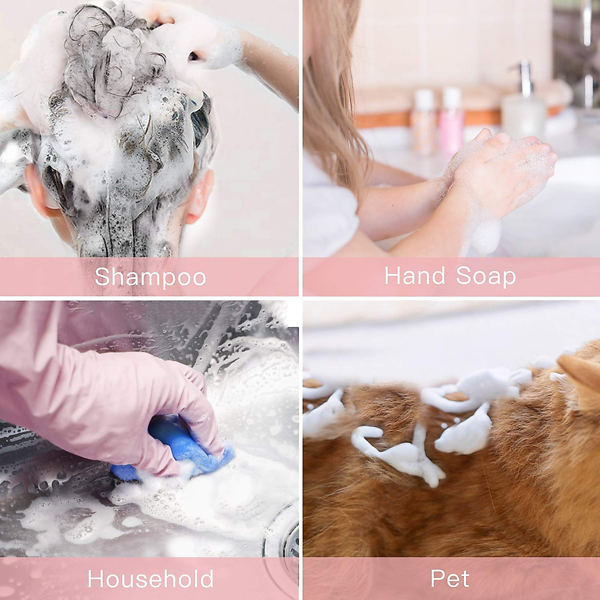 Tekson 3 PCS Soap Foam Bottle (2 oz), Empty Travel Foaming Lash Shampoo for Cleanser, Dispenser (Black&White&Pink Pump)