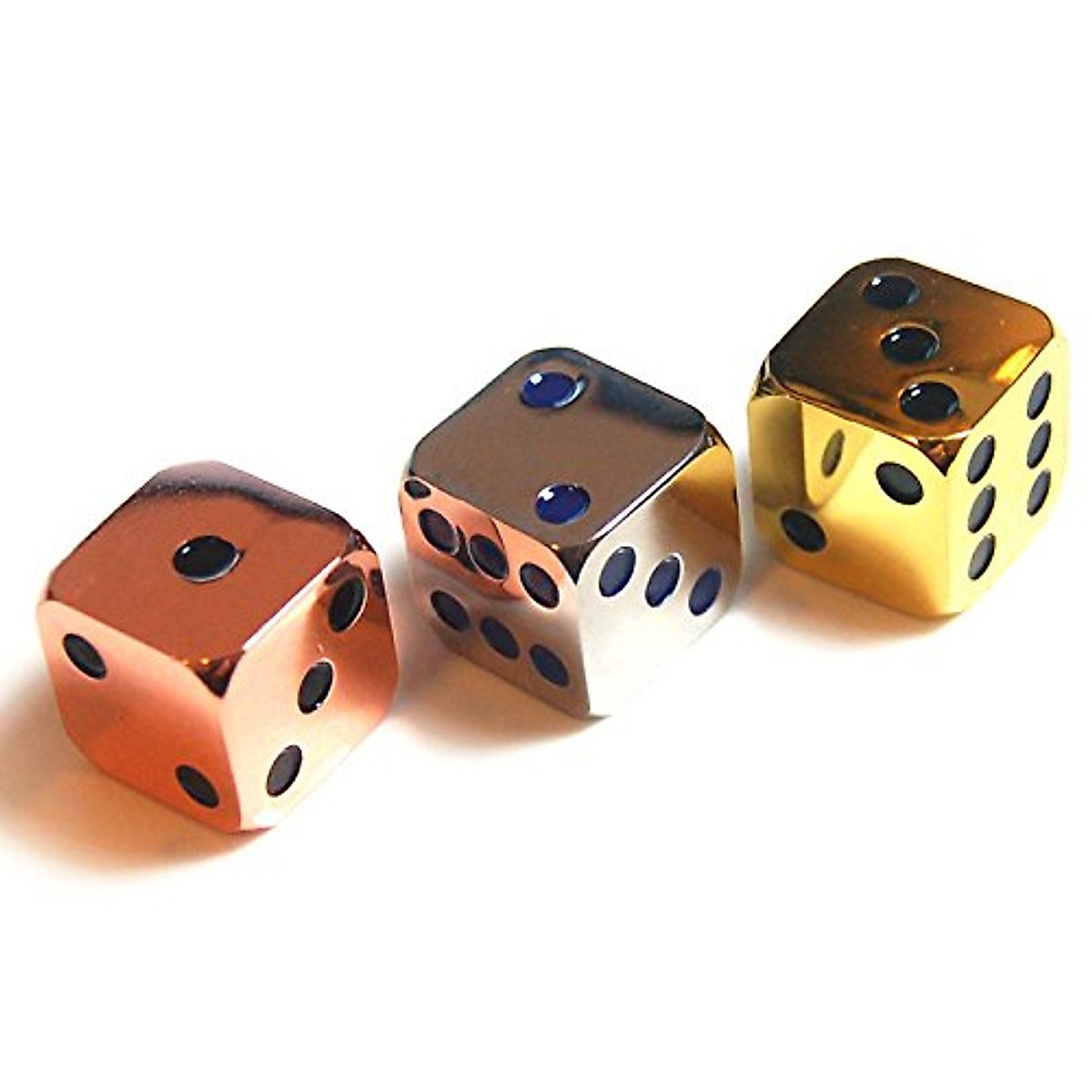 3Pcs D6 16mm Metal Alloy Custom & Unique Dice - Highly Polished Premium Edition (Gold, Sliver, Bronze)