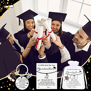 Ecation 25 Sets 2024 Graduation Keychain Wish Bracelet with Graduation Card and Organza Bags Graduation Gifts for Students 2024 Graduation Gift for Class of 2024 College High School Boys Girls