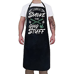 Funny Aprons For Men,Birthday Gifts for Dad,Marijuana Gifts,Bbq Apron for Men,Smoking Apron,Weed Apron,Grilling Aprons for Men,Fathers Day Men With Pockets Black Grill Cooking Chef Grilling Apron