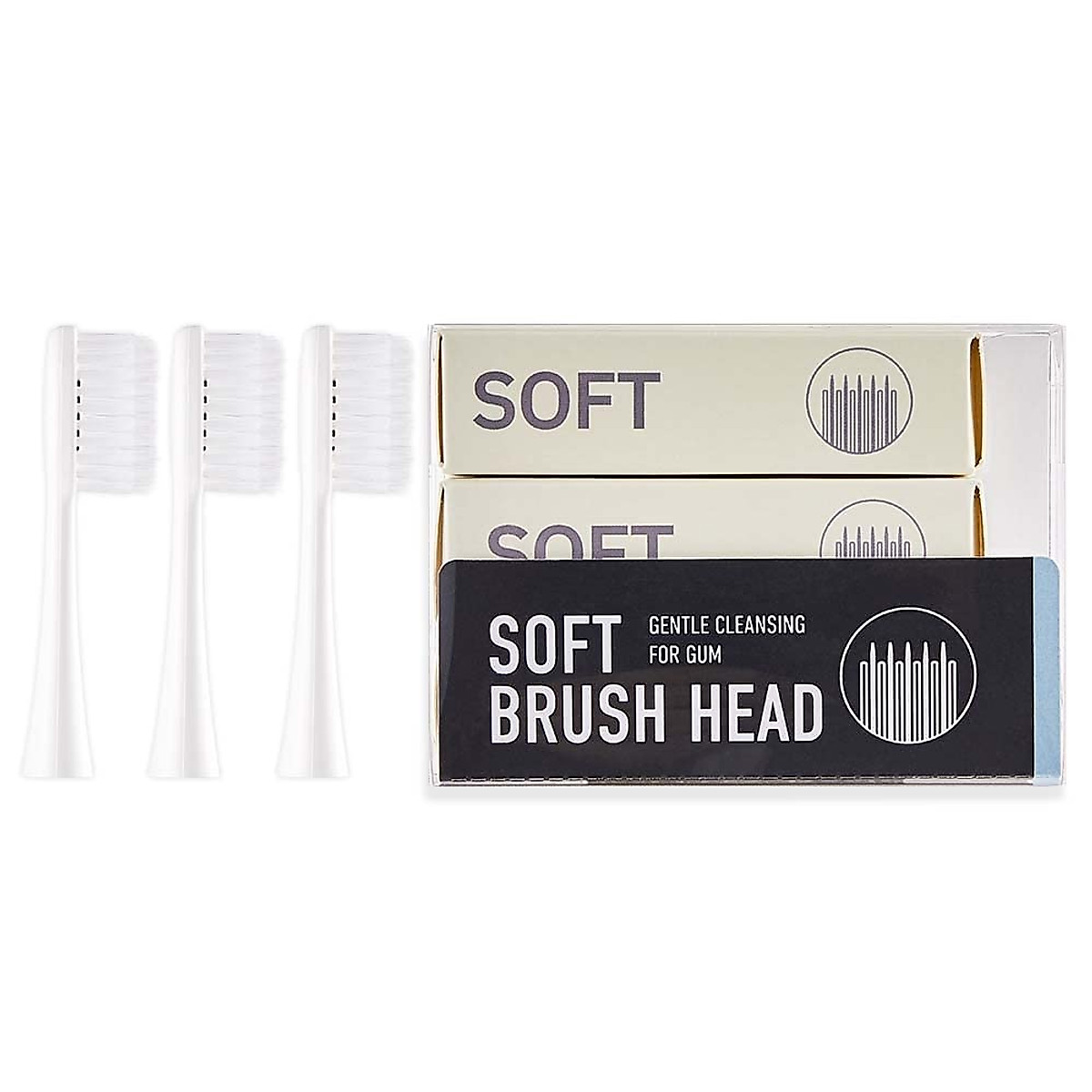 Tromatz Replacement Toothbrush Heads Set Compatible with Tromatz Basic Model ONLY, Not for Simple Pro Series, Refillable Soft Micro Toothbrush Heads Gum Care Bristle Extra Soft 3 Pack (1 Set)