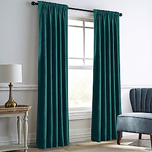 Dreaming Casa Teal Green Velvet Curtains for Living Room Thermal Insulated Rod Pocket Back Tab Window Curtain for Bedroom 2 Panels 52" W x 96" L