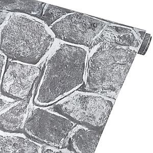 Yifely Grey Rock Stone Decorative Shelving Paper Vinyl Shelf Liner Living Room Wall Sticker Easy to Use 17.7inch by 9.8 Feet