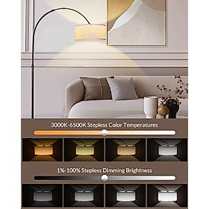 GKTG Floor Lamps for Living Room, Arc Floor Lamp with Remote Control, Stepless Dimmable 9W LED Bulb Included, Adjustable Gooseneck Modern Tall Floor Lamp, Standing Lamp for Living Room Bedroom