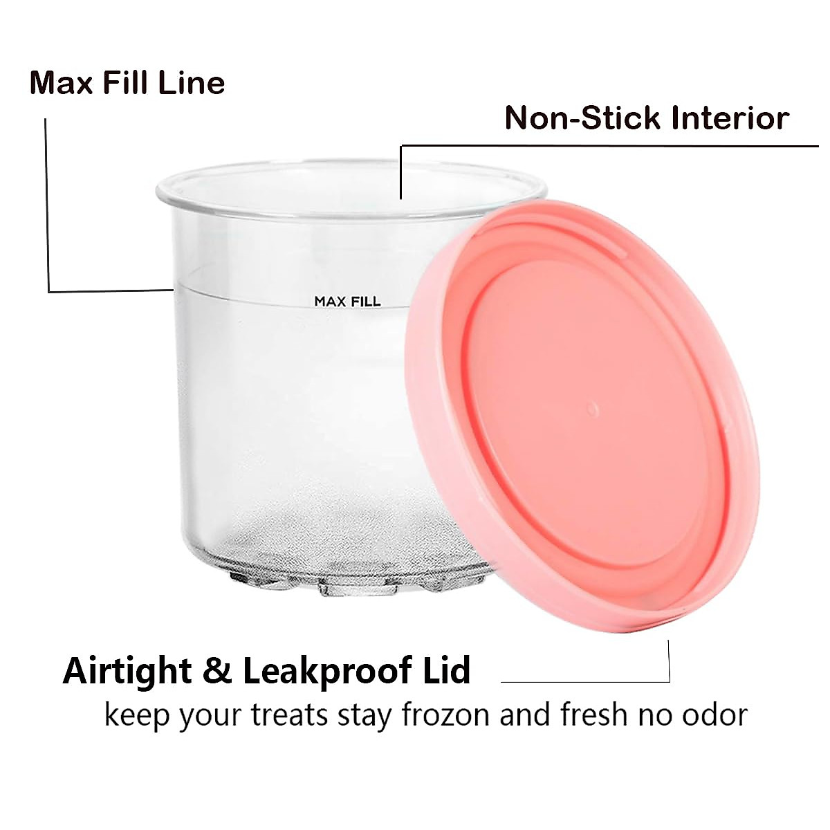 Deelink Ice Cream Containers Replacement for Ninja Creami Pints and Lids 16oz Compatible with NC300 NC301 NC299AMZ BPA-Free Dishwasher Safe Airtight Leaf-Proof Pack of 4 Pink Green Blue Grey