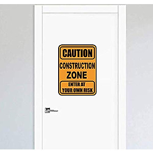 Create-A-Mural Construction Zone Sign Boys Wall Decals Wall Art Stickers for Bedroom Peel and Stick Kids Room Decor Nursery Toddler Teen Decorations Playroom Birthday Gift