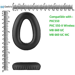 Geekria QuickFit Replacement Ear Pads for Sennheiser PXC 550 PXC 550-II Wireless MB 660 Series Headphones Ear Cushions, Headset Earpads, Ear Cups Cover Repair Parts (Black)