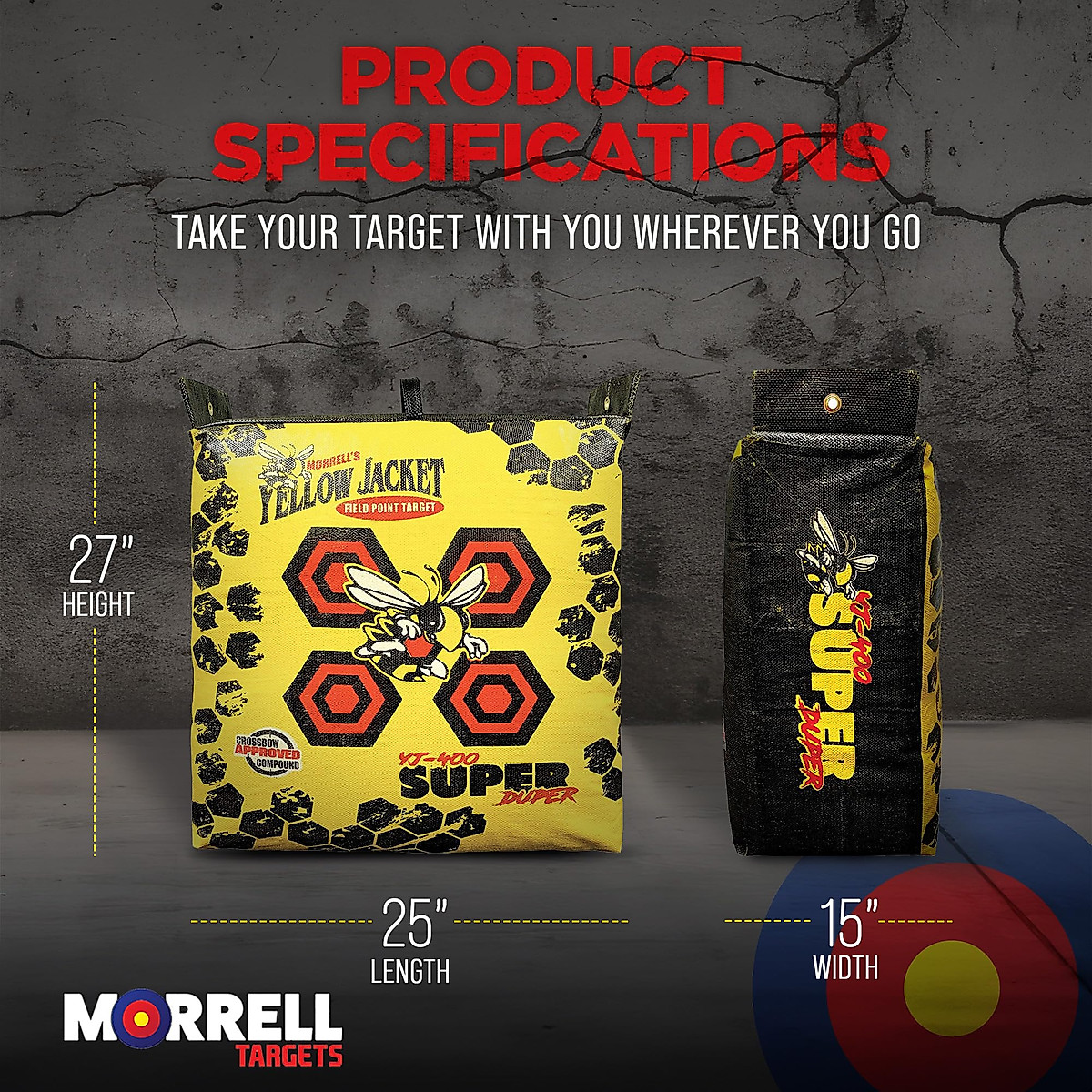 Morrell Super Duper Field Point Bow Targets Archery Block Bag for High Speed Compound Bows and Crossbows Outdoor Target Practice, Yellow