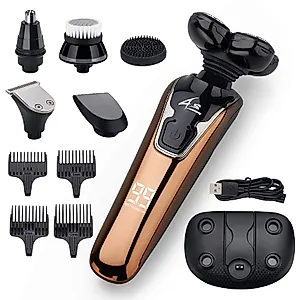 Electric Razors for Men Cordless Rechargeable, Head Shavers for Bald Men, 6 in 1 Grooming Kit, Shaving Machine with Charging Station, by Sceafunny