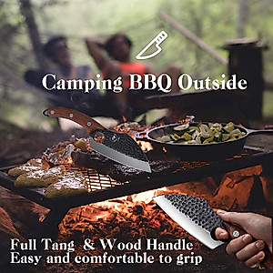 DRAGON RIOT Hybrid Viking Knife with Sheath Forged Boning Knife Multipurpose Meat Cleaver Butcher Knives Outdoor Camping BBQ Knife with Gift Box