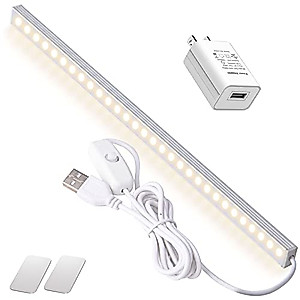 DWEPTU LED Under Cabinet Lighting, Under Cabinet Lights with USB Powered Under Cabinet Lights for Closet Light Bar Under Counter Lighting Work Tables Student Dormitory (Include AC Power Plug)