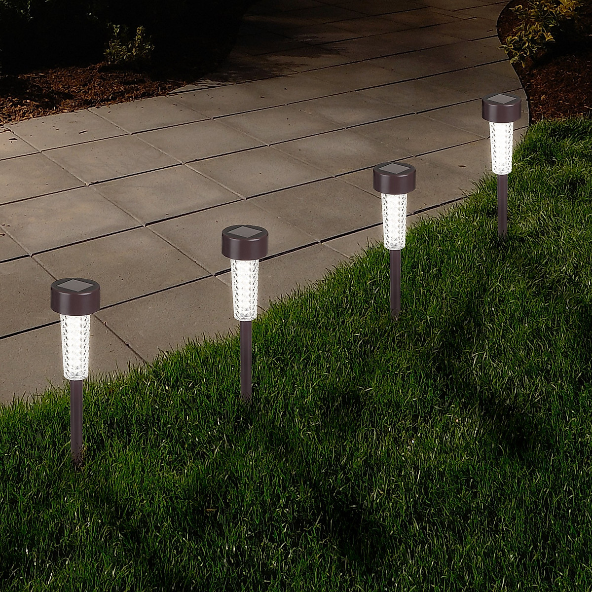 Pure Garden 50-175 Bronze Solar Powered Lights (Set of 6)-LED Outdoor Stake Spotlight Fixture for Gardens, Pathways, and Patios, 14.25” (H) x 2” (L) x 2” (W)
