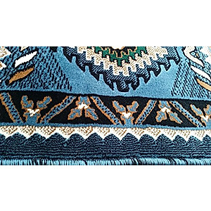 Kingdom Southwest Native American Area Rug Blue Green Design #D143 (3ft.X4ft7in.)