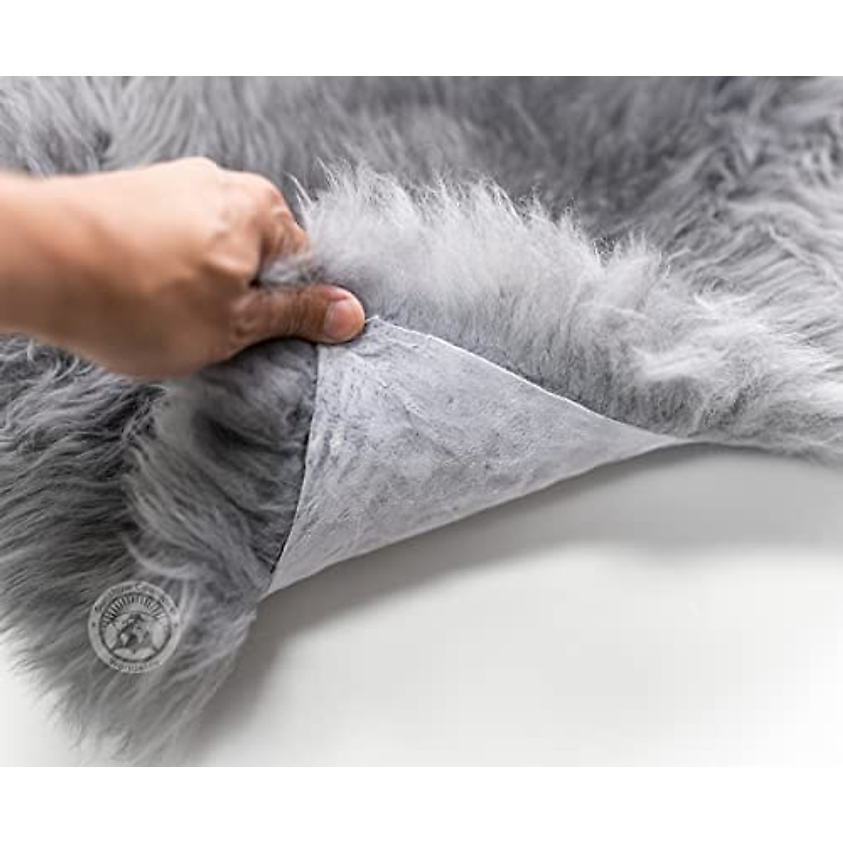 Sunshine Cowhides Genuine Natural Sheepskin Rug Grey 2 x 3 ft. Soft Premium Quality Bedside Rug Chair Seat Cover Rug Throw