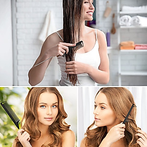 6Pcs Steel Pin Fine Tooth Rat Tail Women's Hair Braiding Combs, Parting Tools for Salon Stylists (Purple, Black, Yellow)