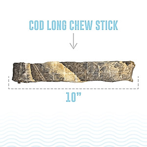 Icelandic+ Cod Skin 10" Long Hand Wrapped Dog Chew Stick, 2-Pack, 3.2-oz Bag