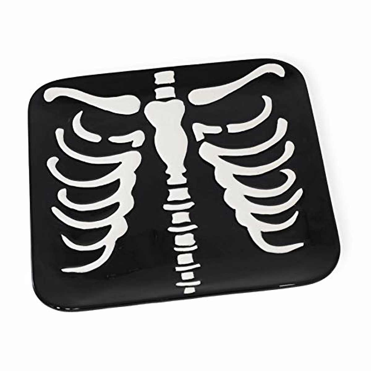 Boston International Halloween Ceramic Serving Platter, 10 x 10-Inches, Skeleton Torso,KAC20383