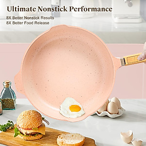 Pans and Pots Set Nonstick - YIIFEEO 16 PCS Granite Non Stick Induction Cookware W/Frying Pans for Cooking Kitchen Essentials Romantic Holiday Gifts-Non Toxic, PTFE & PFOA Free