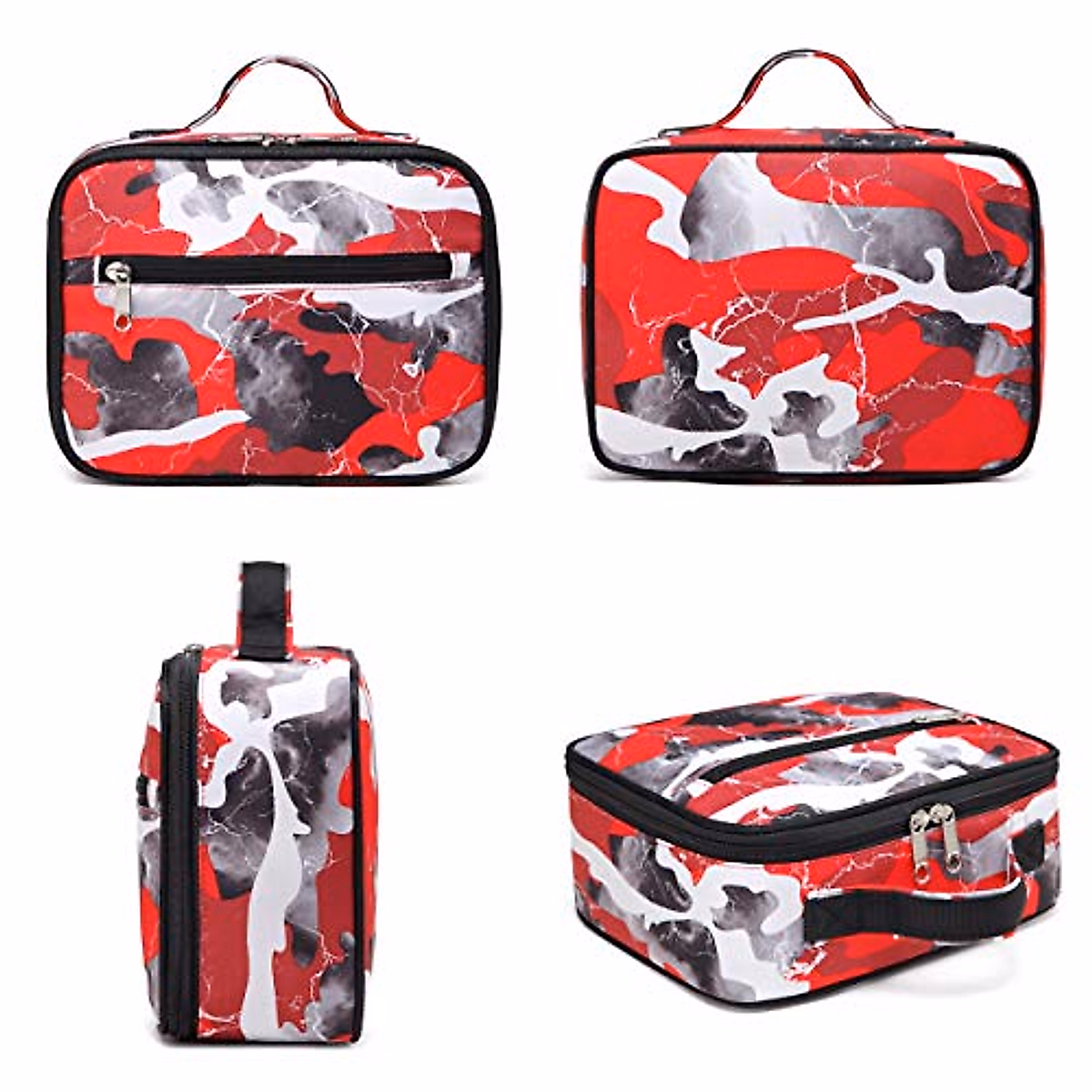 BLUEFAIRY Kids Backpack with Lunch Box for Boys Girls Elementary Middle School Backpack for Teens Child Youth Camo BookBags Sturdy Travel Gifts Mochila Para Niños 17 Inch (Red)