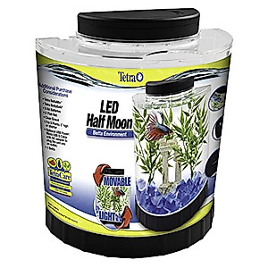 Tetra LED Half Moon aquarium Kit 1.1 Gallons, Ideal For Bettas, Black, 4.6 x 9.1 x 9.9 Inches (29049)