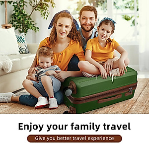 LARVENDER Luggage Sets 6 Piece, Expandable Hardside Suitcase Set Carry on Luggage with Spinner Wheels, Lightweight Travel Luggage Set with TSA Locks for Men and Women, Green