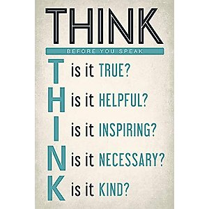 Keep Calm Collection Think Before You Speak, Motivational Classroom Poster