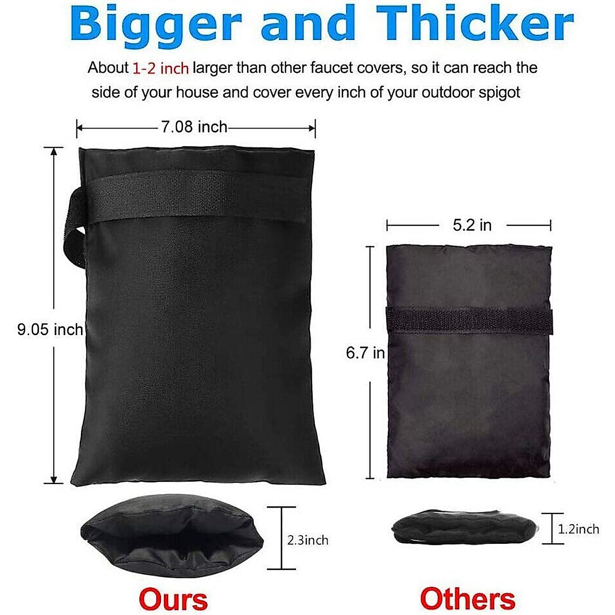 Outdoor Faucet Cover for Winter - Pro 7.1"W x 10.6"H Outdoor Water Faucet Cover Socks for Winter Freeze Protection Pipe Insulation Reusable Waterproof Insulated Spigot backflow Cover,Black