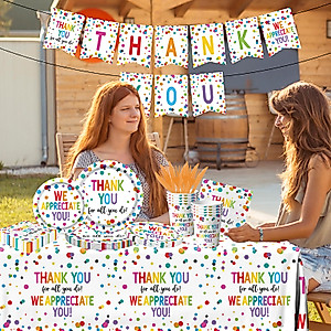 Thank You Party Plates and Napkin Decoration We Appreciate You Tableware Tablecloth Cups Banner Thank You for All You Do Employee Staff Appreciation Teacher Doctor Graduation Appreciation Party Decor