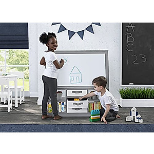 Delta Children at-Home Artist Center - Deluxe Double-Sided Easel and Storage Unit, Grey