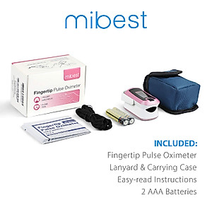 mibest OLED Finger Pulse Oximeter, O2 Meter, Dual Color White/Pink