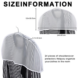 24PCS Garment Covers For Hanging Clothes, Shoulder Covers For Hanging Clothes, Dust Covers For Hanging Clothes, Suit Covers For Closet, Plastic Covers For Clothes, With 2" Gusset, 24''W X 12"H X 2''D