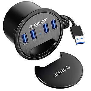 ORICO Desk Grommet, 4 Port USB 3.0 Hub, 5Gbps Data Transmission with 4.9ft Cord for Diameter 2.36" or 60MM Hole, Office Accessories, for PC, Flash Drive, HDD Enclosure and Other USB Devices