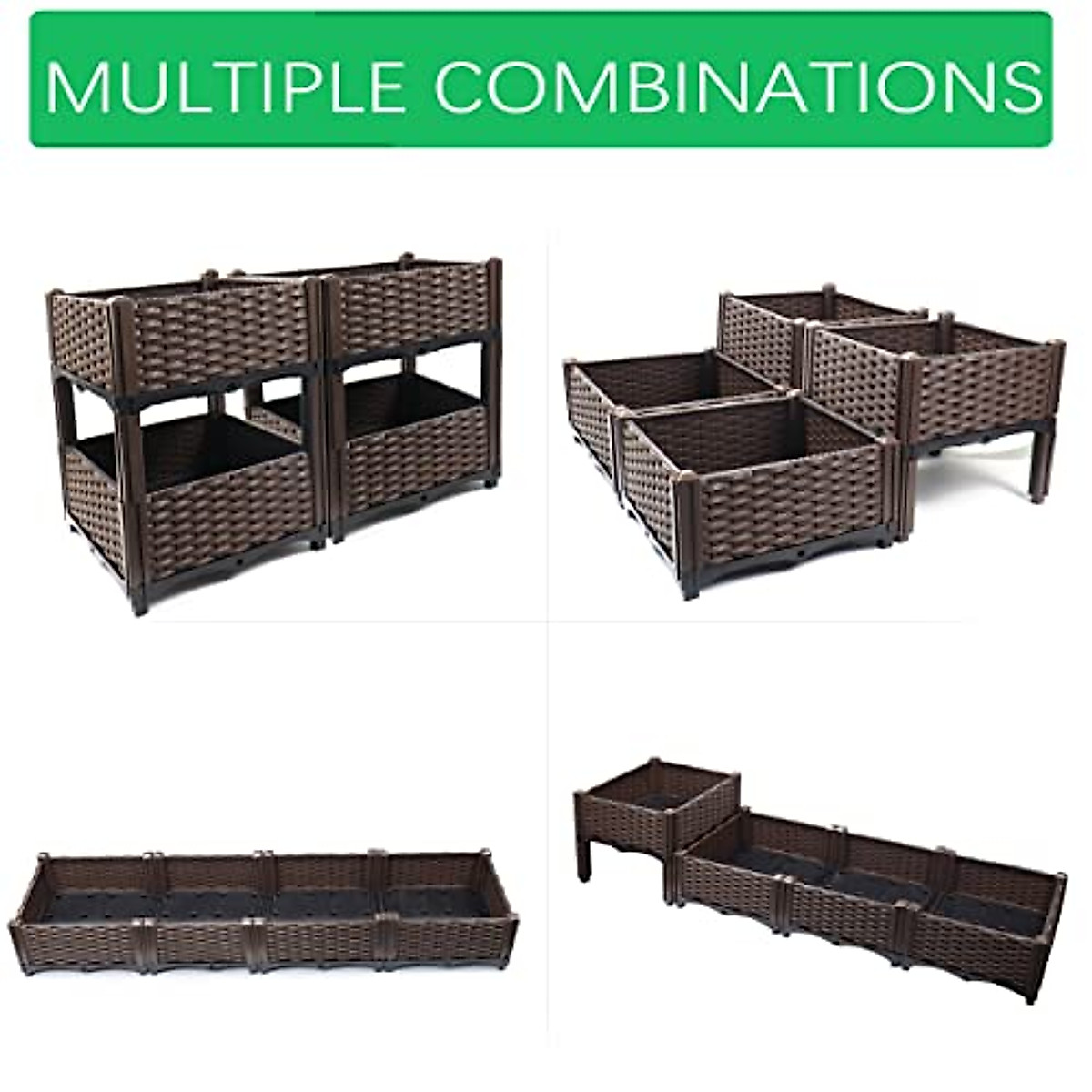 Elevated Garden Raised Beds Planter Kits for Flower Vegetable Grow Pots，Flowers Growing Box Container with Legs (Pack of 4)