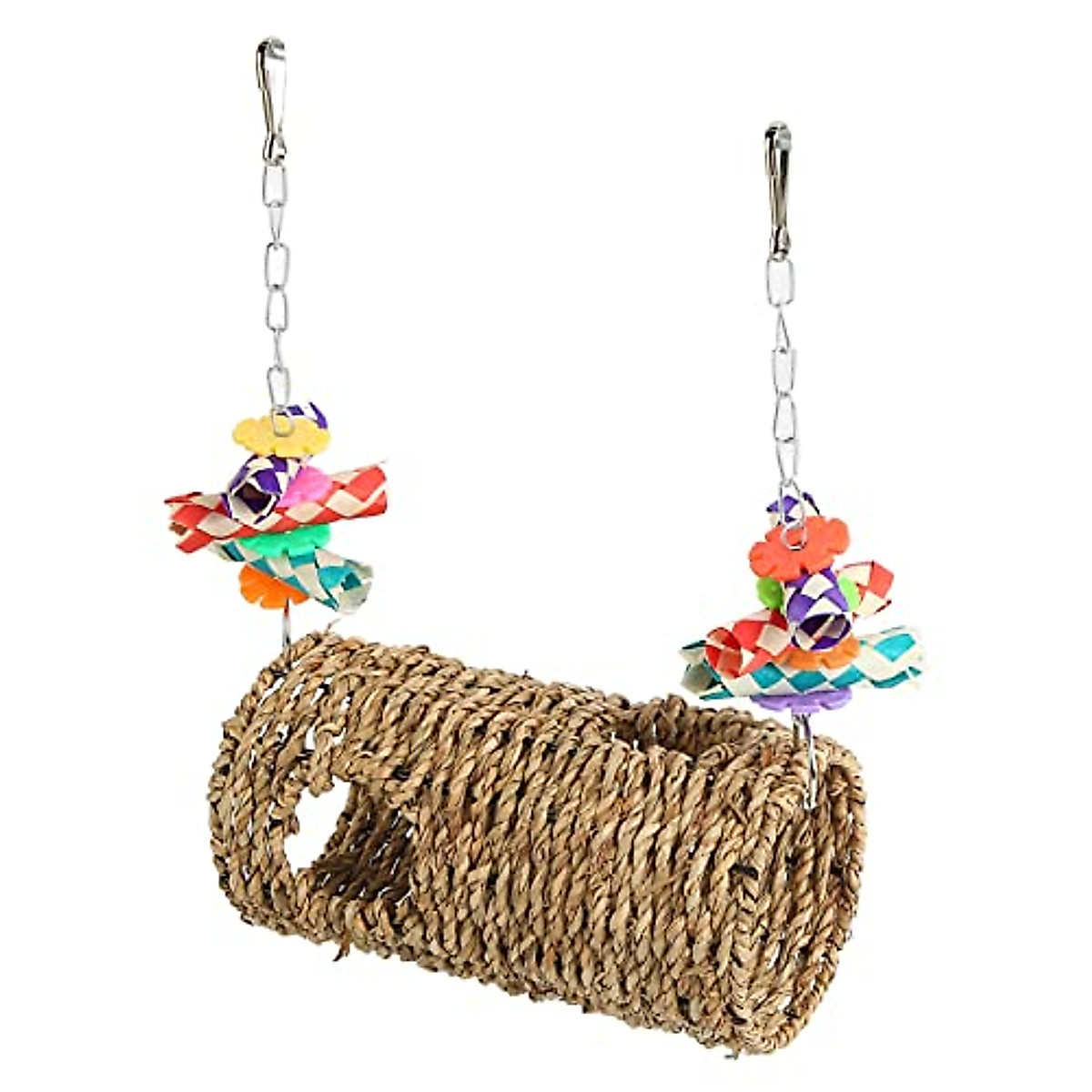 Parrot Grass Woven Tunnel Bird Chewing Relaxing Swing Bird Woven House Toy with Hole Birdcage Accessories for Cockatiel Budgie Hamster