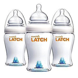 Munchkin® Latch™ Anti-Colic Baby Bottle with Ultra Flexible Breast-like Nipple, BPA Free, 8 Ounce, 3 Pack