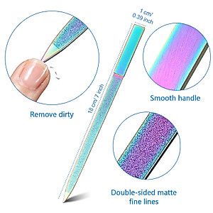 Mudder 3 Pieces Diamond Nail File Set for Women Men Stainless Steel Double Side Fingernail File Metal Sapphire Buffer Manicure Tool Natural Emery Boards Fingernail Care for Salon Home and Travel Use