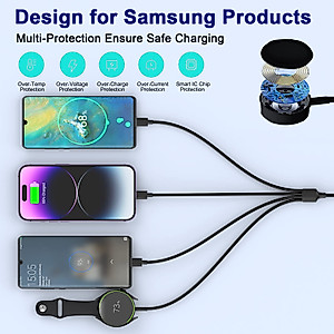 4 in 2 USB C Fast Watch Charger Cable for Samsung Galaxy Watch Charger, Portable Charging Dock for Samsung Galaxy Watch 5/5 Pro/4/4 Classic/3/Active 2/Active, Galaxy S23/S22/S20 Galaxy Buds iPhone 6FT