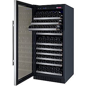 Allavino 24" Wide FlexCount II Tru-Vino 128 Bottle Single Zone Stainless Steel Left Hinge Wine Refrigerator